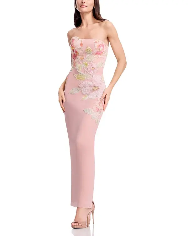 Dress The Population Strapless Embellished Gown - Blush Multi
