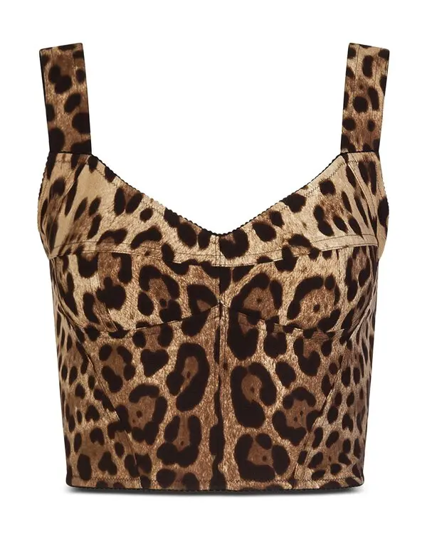 Dolce & Gabbana Leopard Print Charmeuse Top