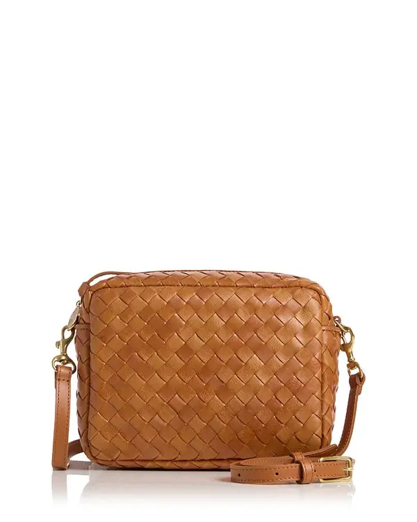 Clare V. Midi Sac Woven Leather Crossbody Bag - Natural