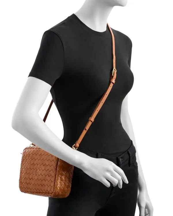 Clare V. Midi Sac Woven Leather Crossbody Bag - Natural