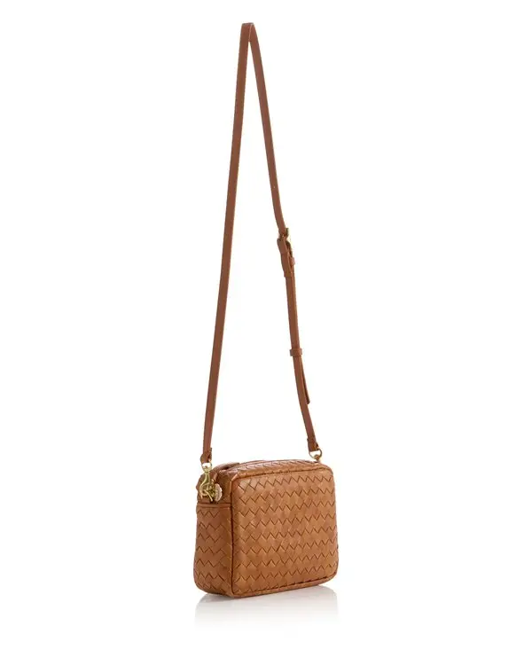 Clare V. Midi Sac Woven Leather Crossbody Bag - Natural