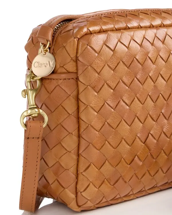 Clare V. Midi Sac Woven Leather Crossbody Bag - Natural