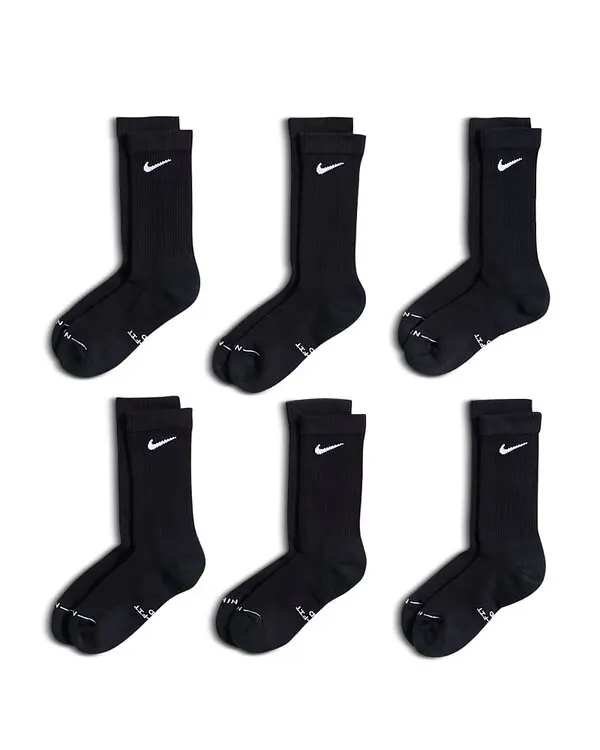 Nike Everyday Elevated Crew Socks, Pack Of 6 - Black