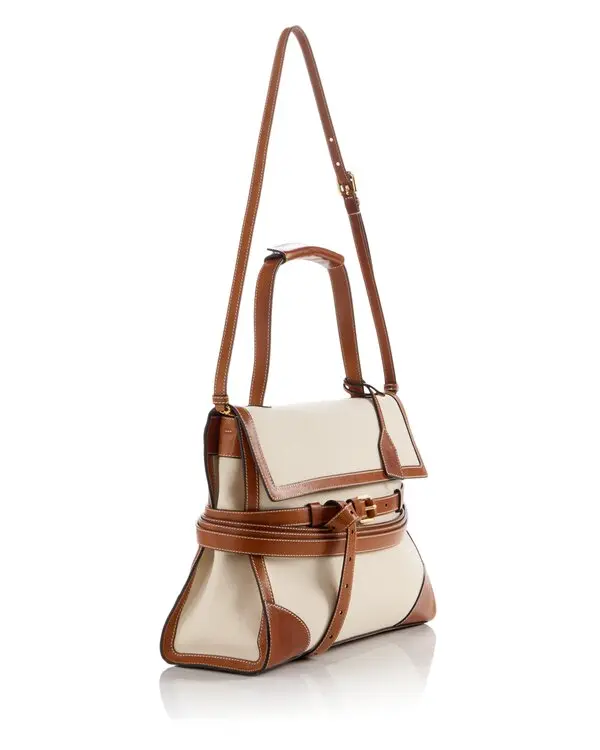 Moschino Tie Me Canvas & Leather Top Handle Bag