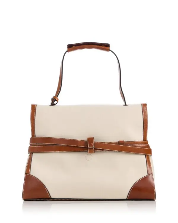 Moschino Tie Me Canvas & Leather Top Handle Bag