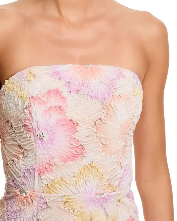 MILLY Kait Floral Embroidered Strapless Midi Dress
