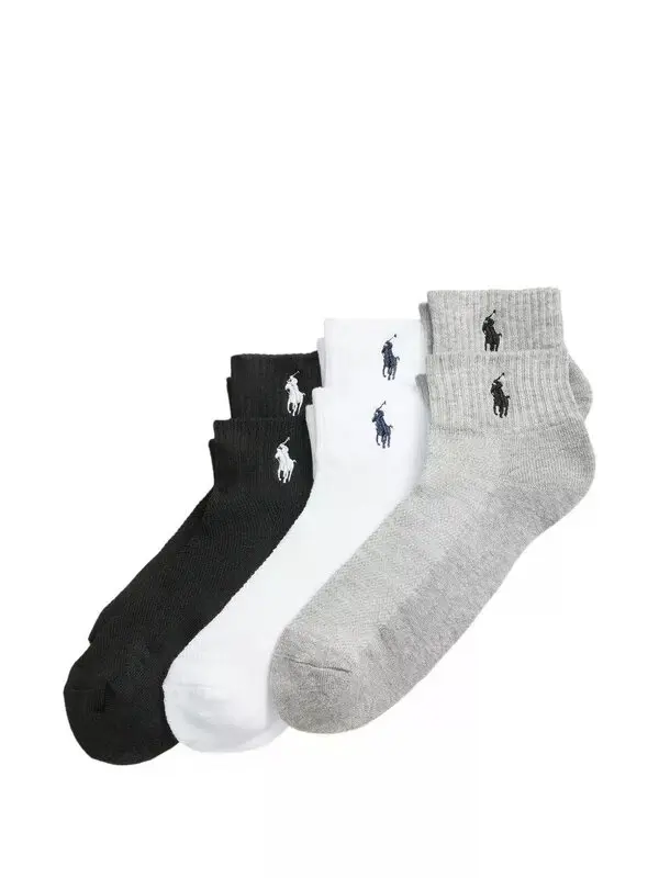 Polo Ralph Lauren Logo-embroidered Ribbed-knit Socks - Grey