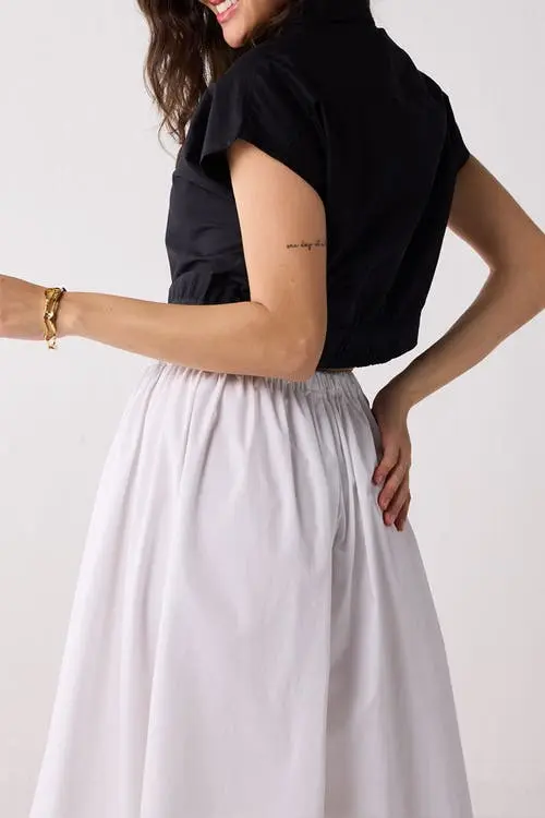 REISTOR Oversized Cropped Shirt With Cinched Waist