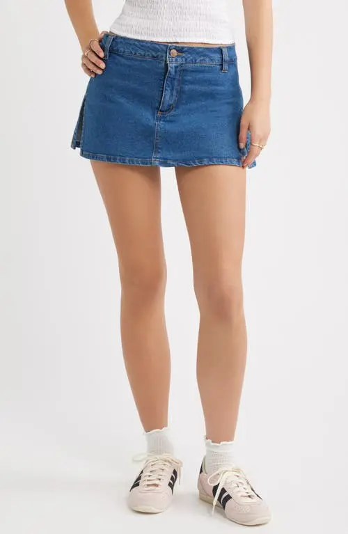 Bp. Side Slit Denim Skort - Medium Wash