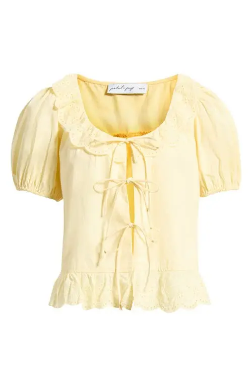PETAL & PUP Cotton Eyelet Embroidered Tie Front Top