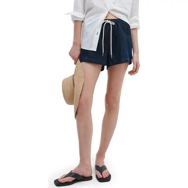 Rag & Bone Emery Drawstring Cargo Denim Shorts - Ocean Rinse