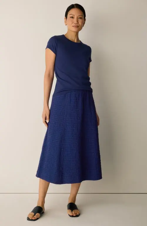 Eileen Fisher Box Weave Stretch Organic Cotton Midi Skirt