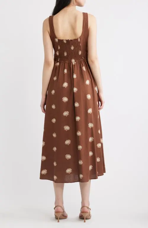 BLU PEPPER Seashell Print Sleeveless Midi Dress