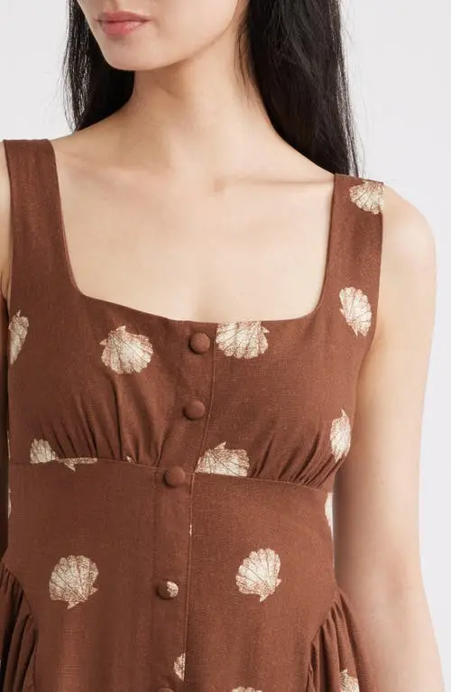 BLU PEPPER Seashell Print Sleeveless Midi Dress