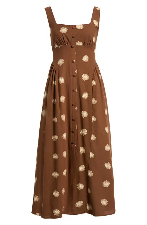 BLU PEPPER Seashell Print Sleeveless Midi Dress