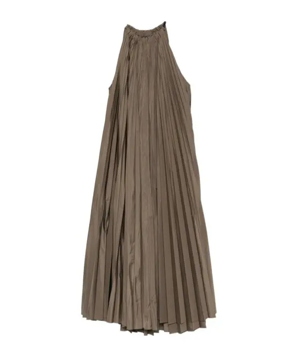 Max Mara Sleeveless Pleated Dress - Brown