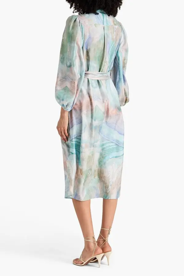 Zimmermann Printed Silk-twill Midi Shirt Dress
