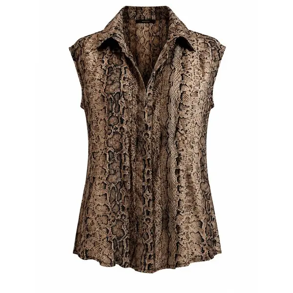 CHIARELLA Frida Blouse- Cobra Print - Brown