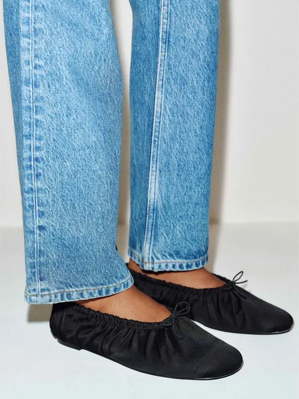 REFORMATION Brie Ballet Flat Taffeta - Black