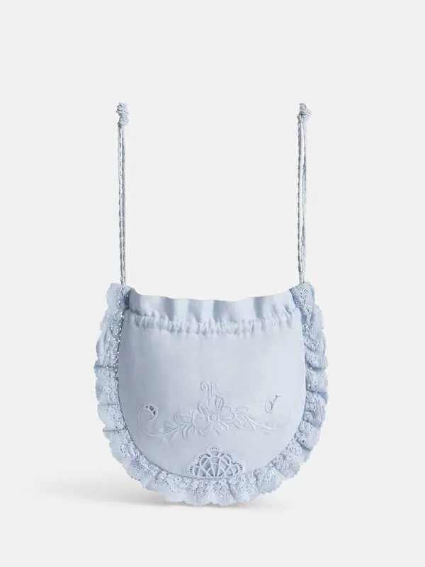 REFORMATION Silver Bell Bag Cloud Linen Lace