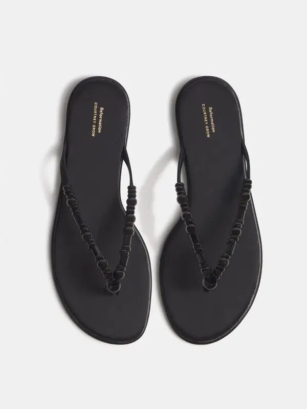 REFORMATION Geffen Sandal Satin - Black