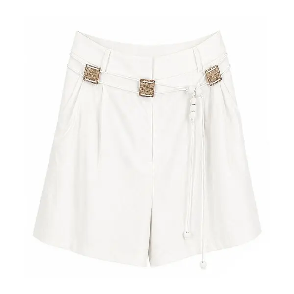 MONLICIA Velina Single Pleat Mini Shorts - White
