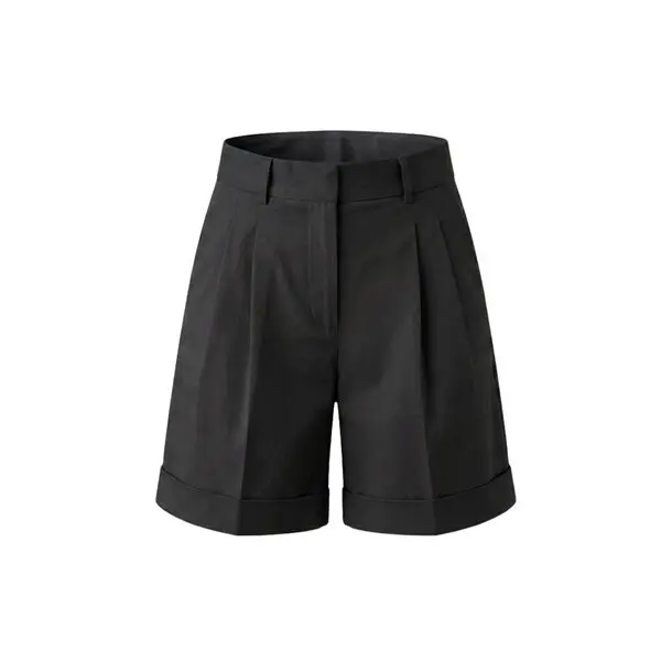 MONLICIA Lina High Waisted Pleated Shorts - Black