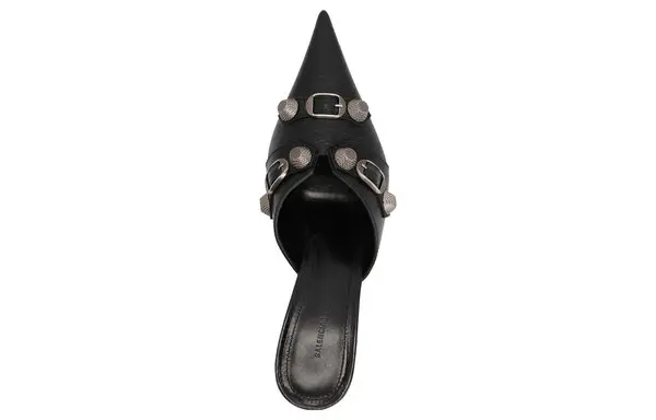Balenciaga Cagole 80mm Mules - Black/silver