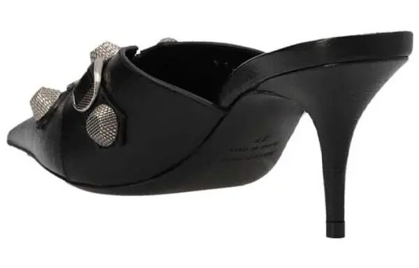 Balenciaga Cagole 80mm Mules - Black/silver