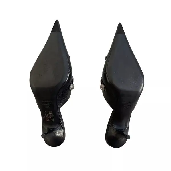 Balenciaga Cagole 80mm Mules - Black/silver