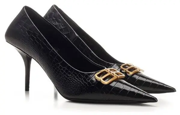 Balenciaga Square Knife Bb Croc-effect Leather Pumps