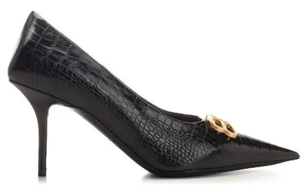 Balenciaga Square Knife Bb Croc-effect Leather Pumps