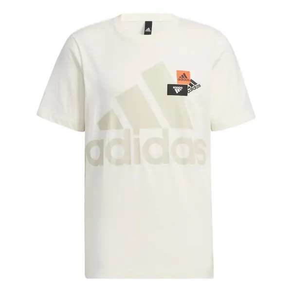Adidas Alphabet Logo Printing Casual Round Neck Short Sleeve White T-shirt - Default Color