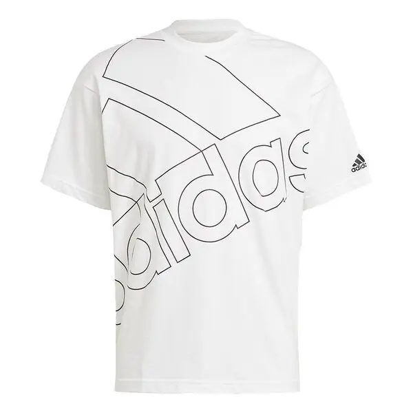 Adidas Originals U Favs Q1 T Large Logo Printing Sports Round Neck Short Sleeve - White