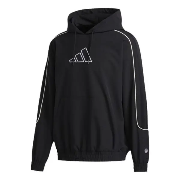 Adidas Embroidered Logo Hooded Pullover - Black