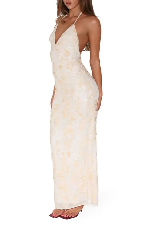 TIGER MIST Zana Halter Sequined Maxi Dress