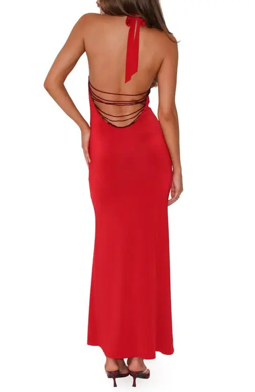 TIGER MIST Plunge Neck Halter Maxi Dress