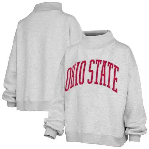 PRESSBOX Ohio State Buckeyes Nelson Mock Neck Sweatshirt
