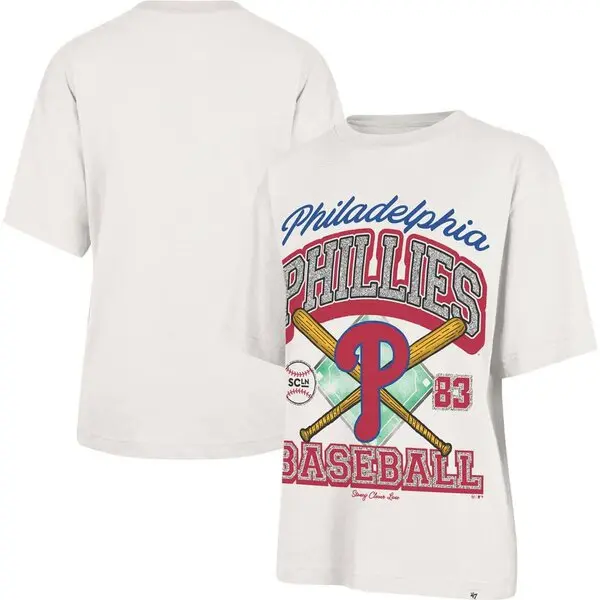 STONEY CLOVER LANE X '47 Philadelphia Phillies Crossover Base Foundation T-shirt - Sand