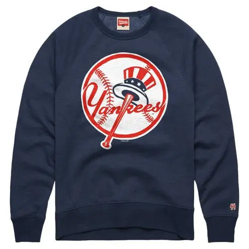 HOMAGE New York Yankees Cooperstown Collection Tri-blend Raglan Sweatshirt - Navy