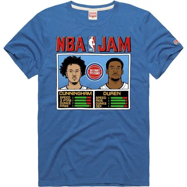 HOMAGE Detroit Pistons Jalen Duren & Cade Cunningham Nba Jam T-shirt - Blue
