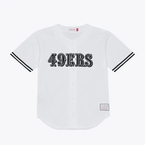 Mitchell & Ness San Francisco 49ers Monochrome Mesh Full-button Baseball Jersey - White
