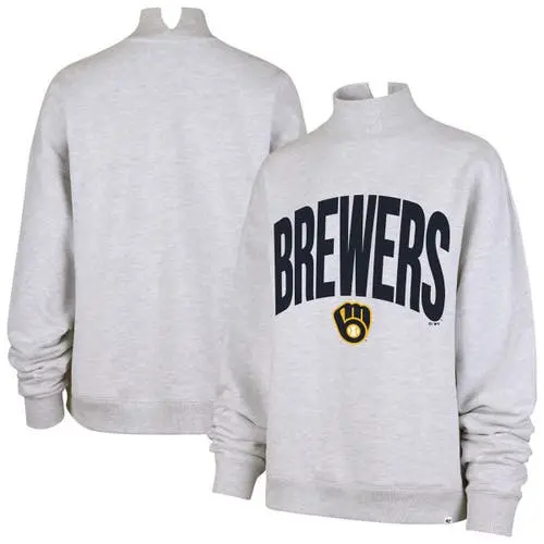 '47 47 Milwaukee Brewers Subtle Muse Mock Neck Sweatshirt - Heather Gray