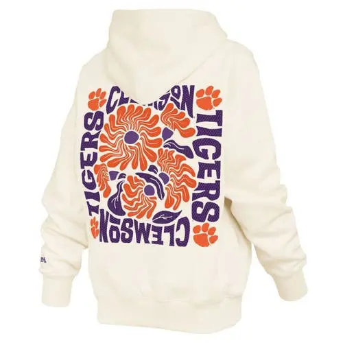 PRESSBOX Clemson Tigers Floral Embroidered Hoodie