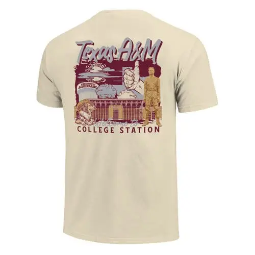 IMAGE ONE Texas A&m Aggies Comfort Colors Hand-drawn Campus Stack T-shirt