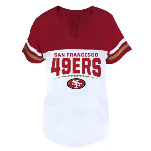 Profile White San Francisco 49ers Split Body V-neck T-shirt