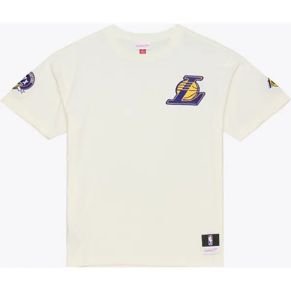 Mitchell & Ness Los Angeles Lakers Hardwood Classics Chainstitch Premium T-shirt - Cream