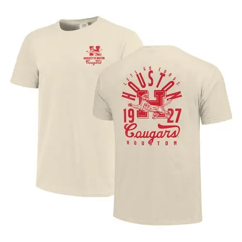 IMAGE ONE Houston Cougars Comfort Colors Mascot Overlay T-shirt - Cream