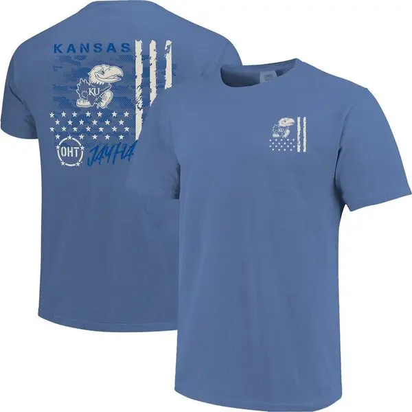 IMAGE ONE Kansas Jayhawks Comfort Colors Oht Camo Overlay T-shirt - Royal
