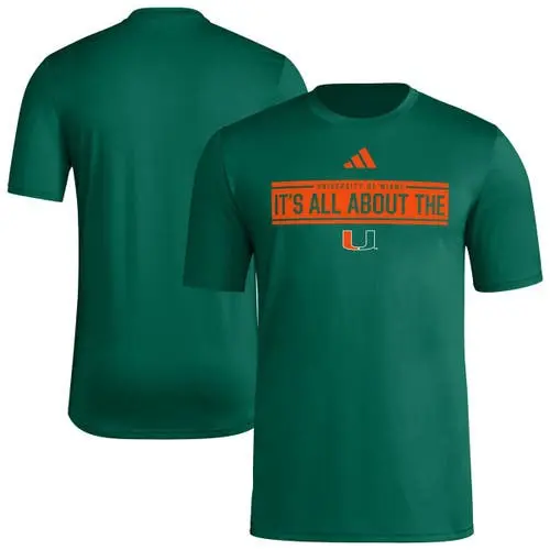 Adidas Miami Hurricanes Locker Slogan Pre-game T-shirt - Green